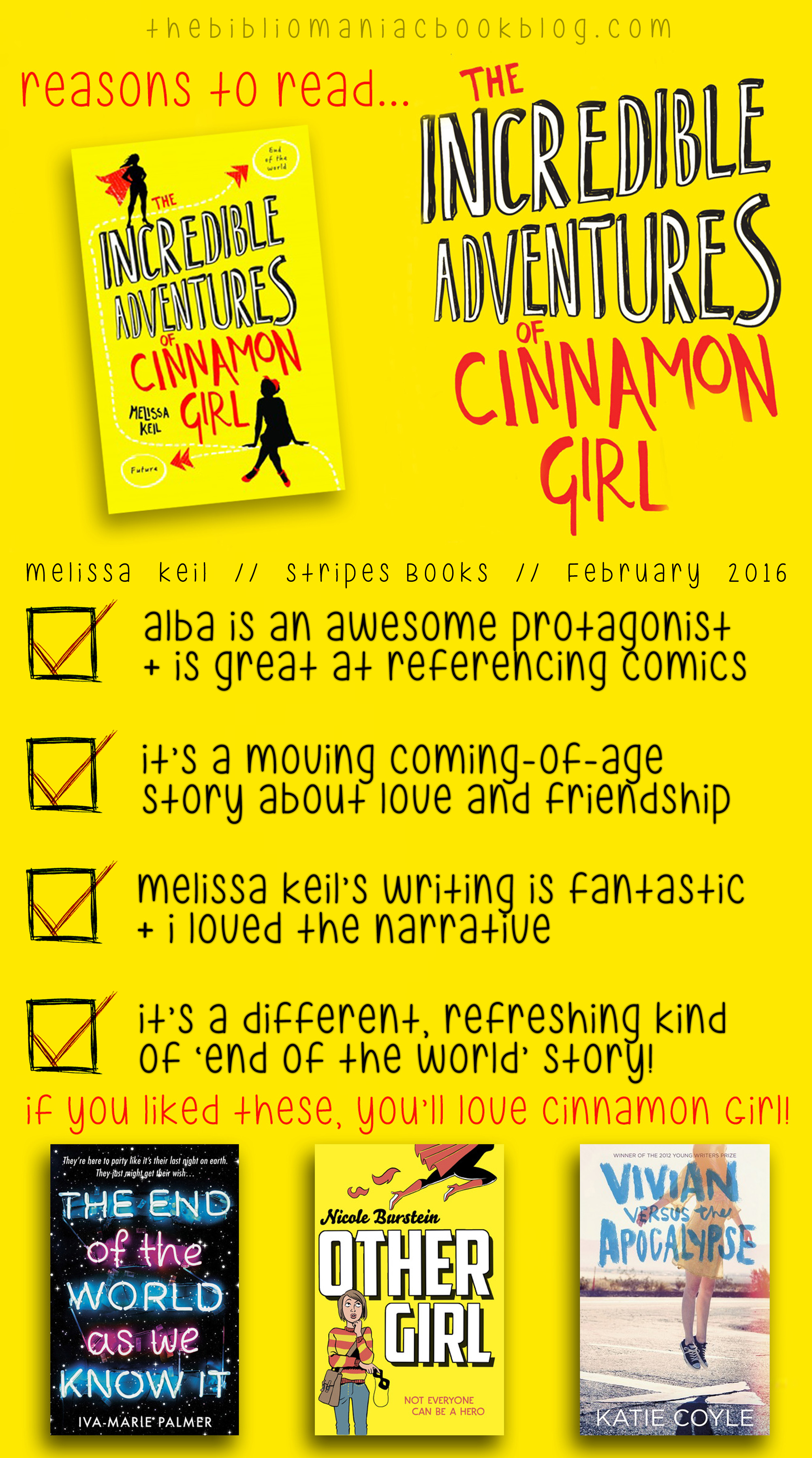 Cinnamon Girl Blog Tour: Review Graphic | the bibliomaniac book blog